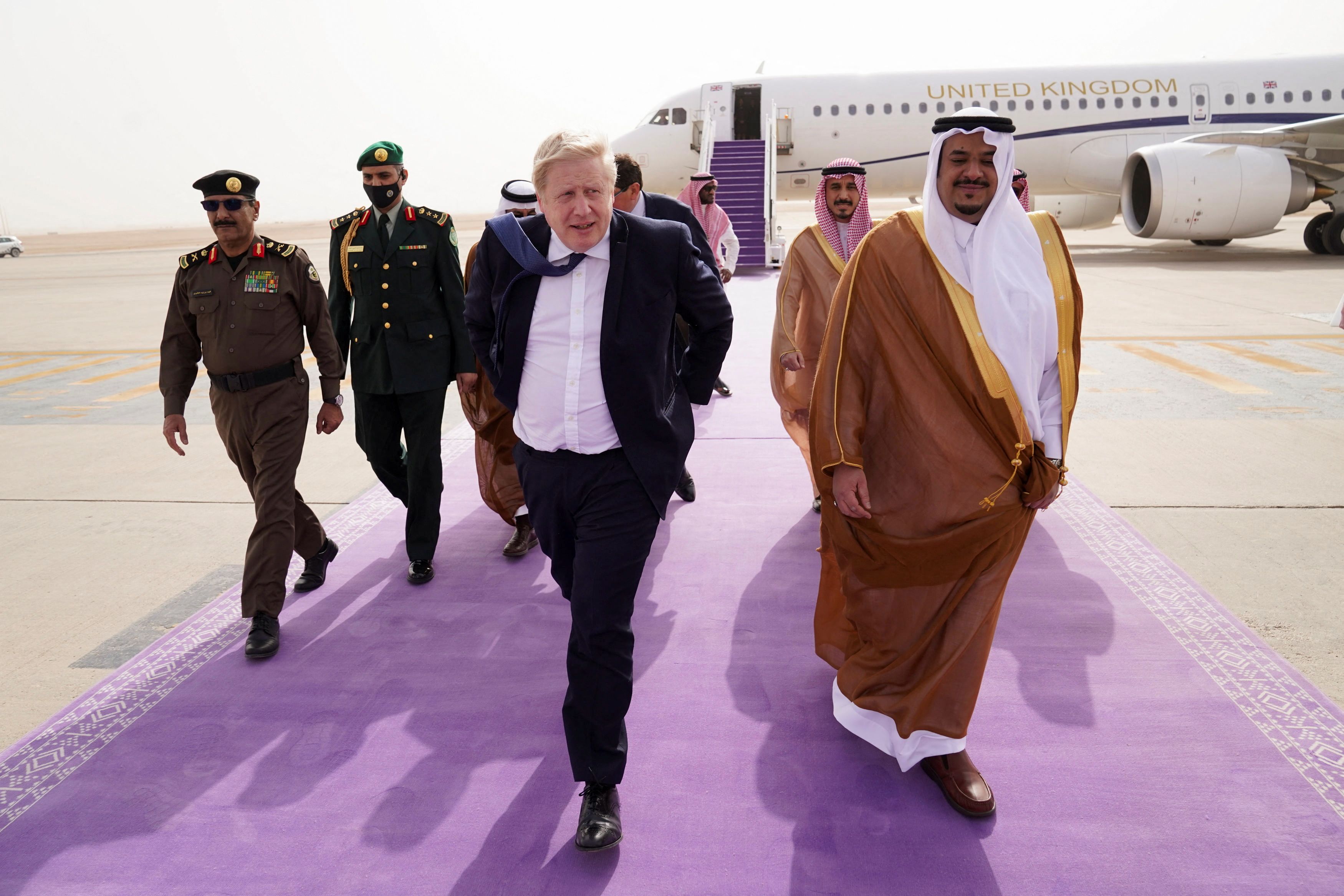 UK's Johnson lands in Saudi Arabia - state news agency | Reuters