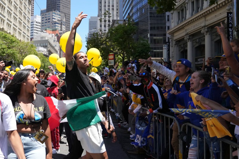 Warriors celebrate championship with parade, champagne and ice cream ...