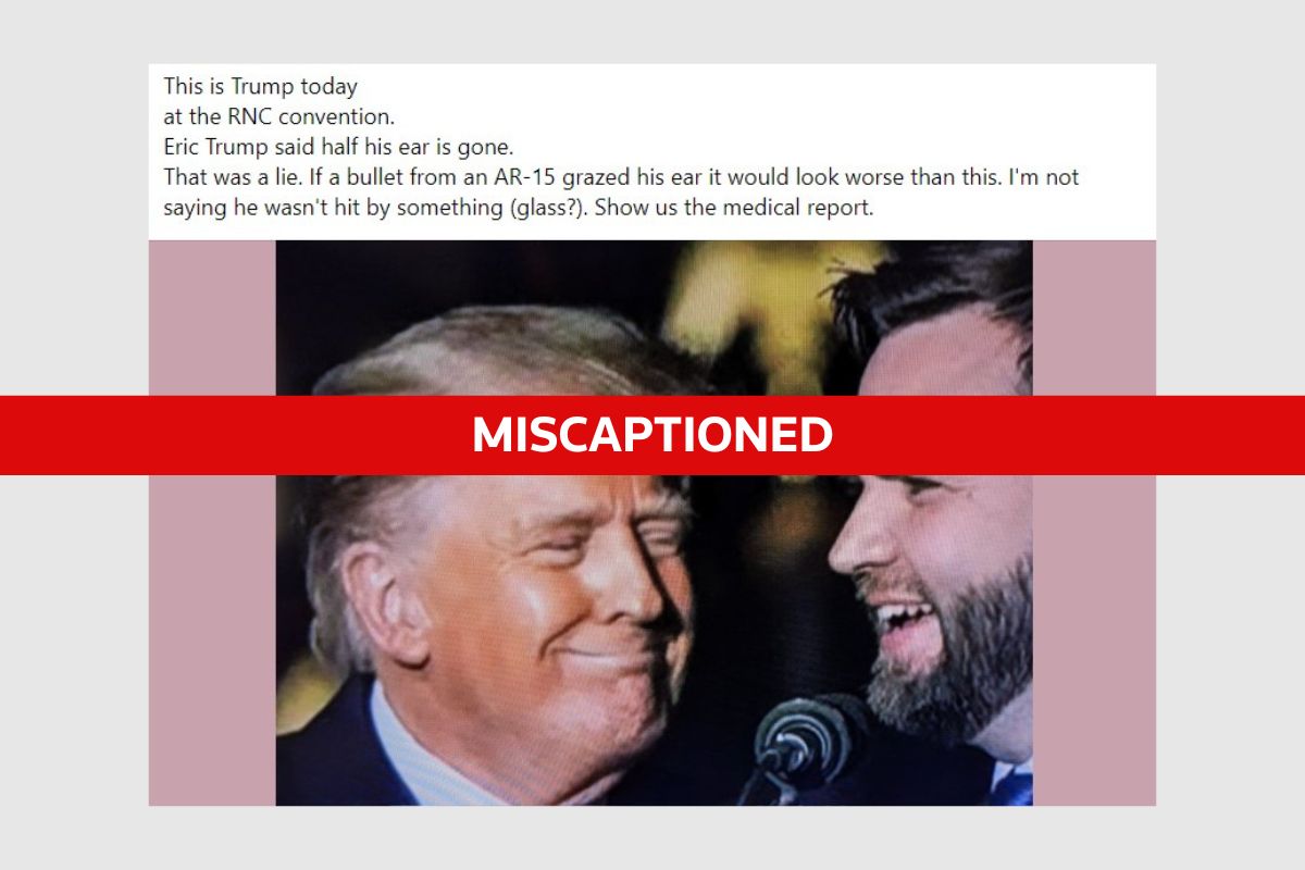 Fact Check: Photo of Trump with uninjured ear on stage with Vance was ...