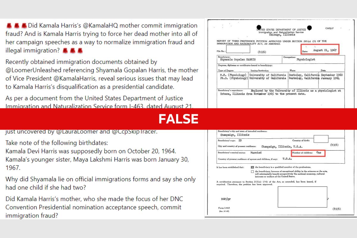 Fact Check: Harris’ mother didn’t lie on immigration form about number ...