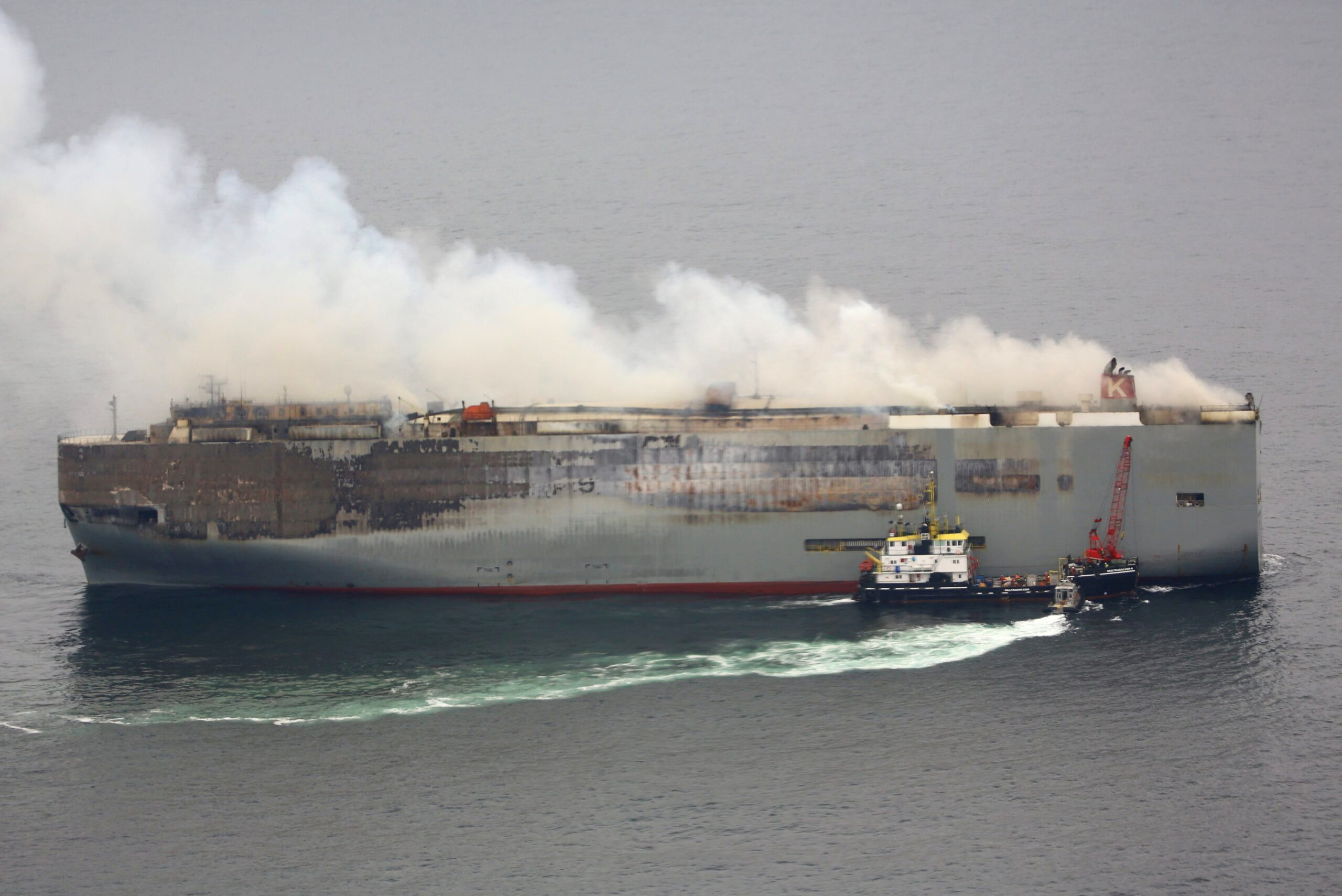 Fire on car carrier ablaze off Dutch coast now less intense | Reuters