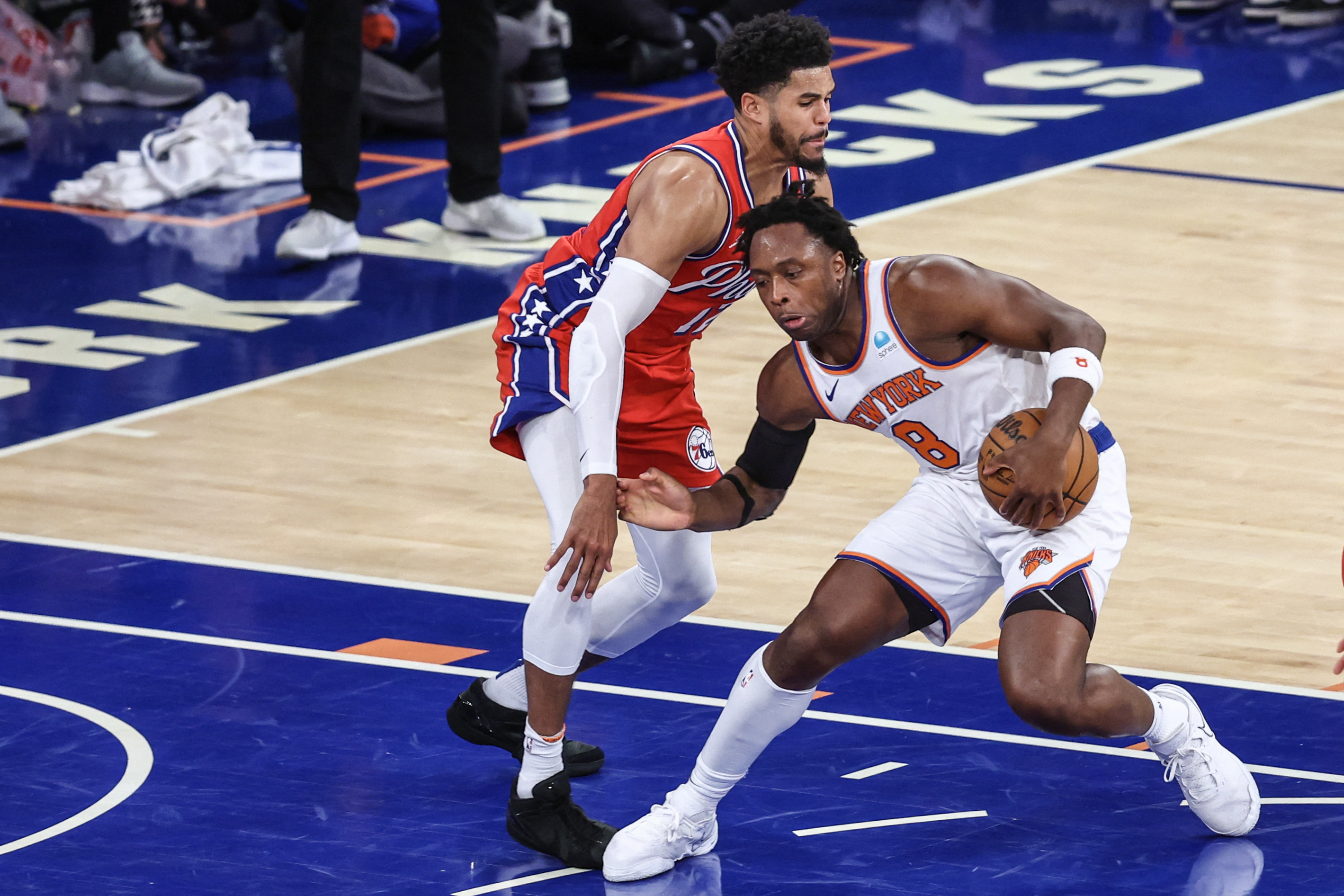 Knicks squander lead but hang on for Game 1 win over Sixers | Reuters