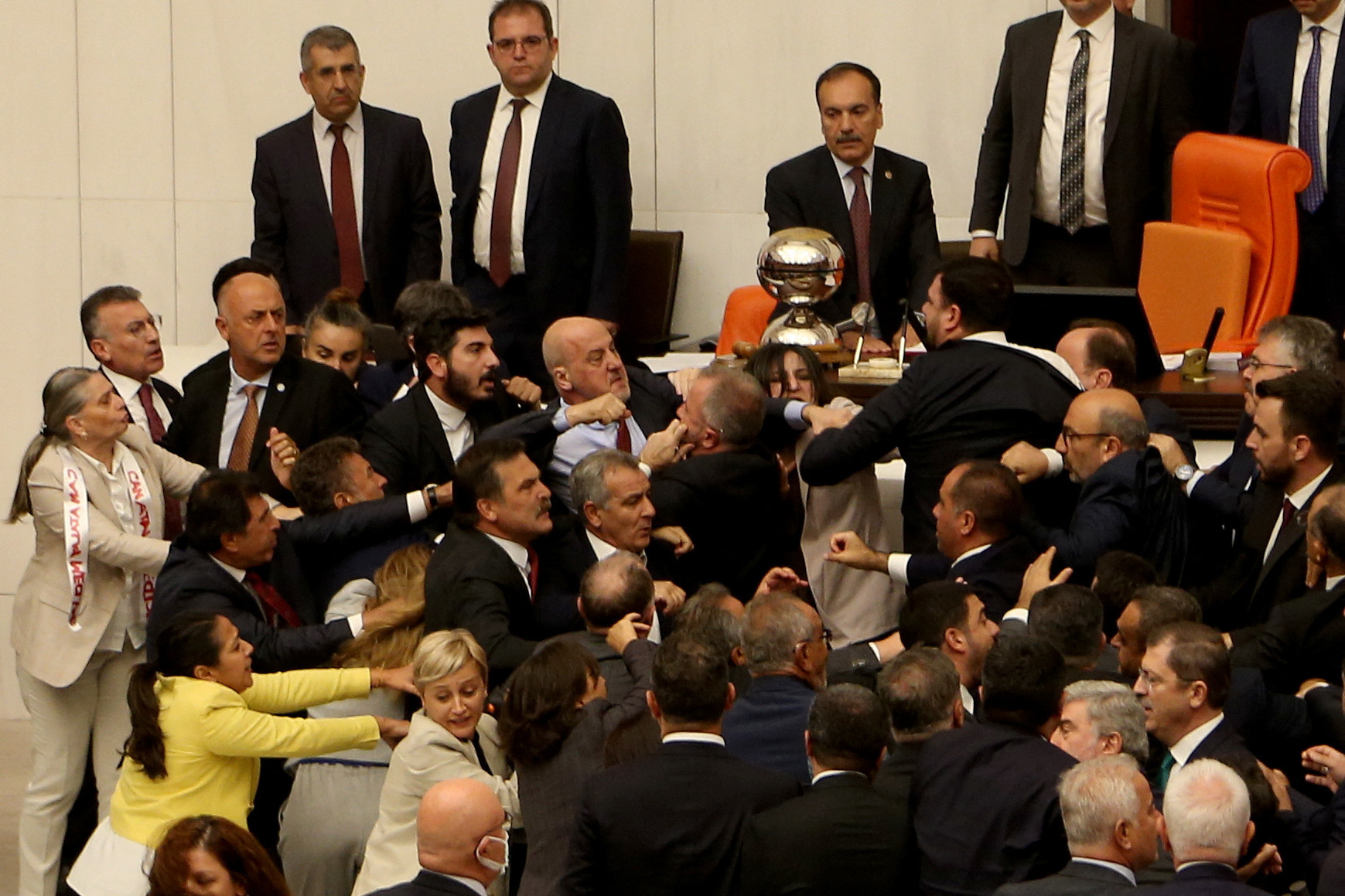 Uproar in Turkish parliament fierce scuffle between MPs | Turkish ...