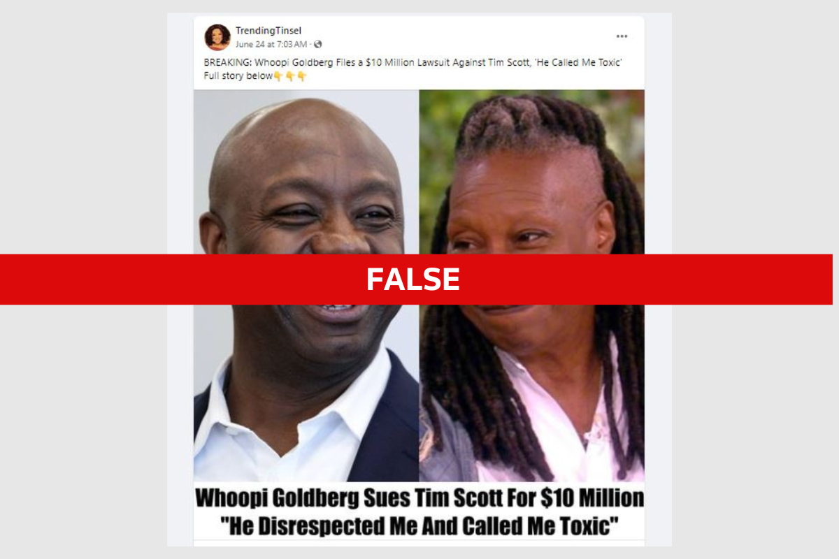 Fact Check: Report of Whoopi Goldberg suing Tim Scott stems from satire ...