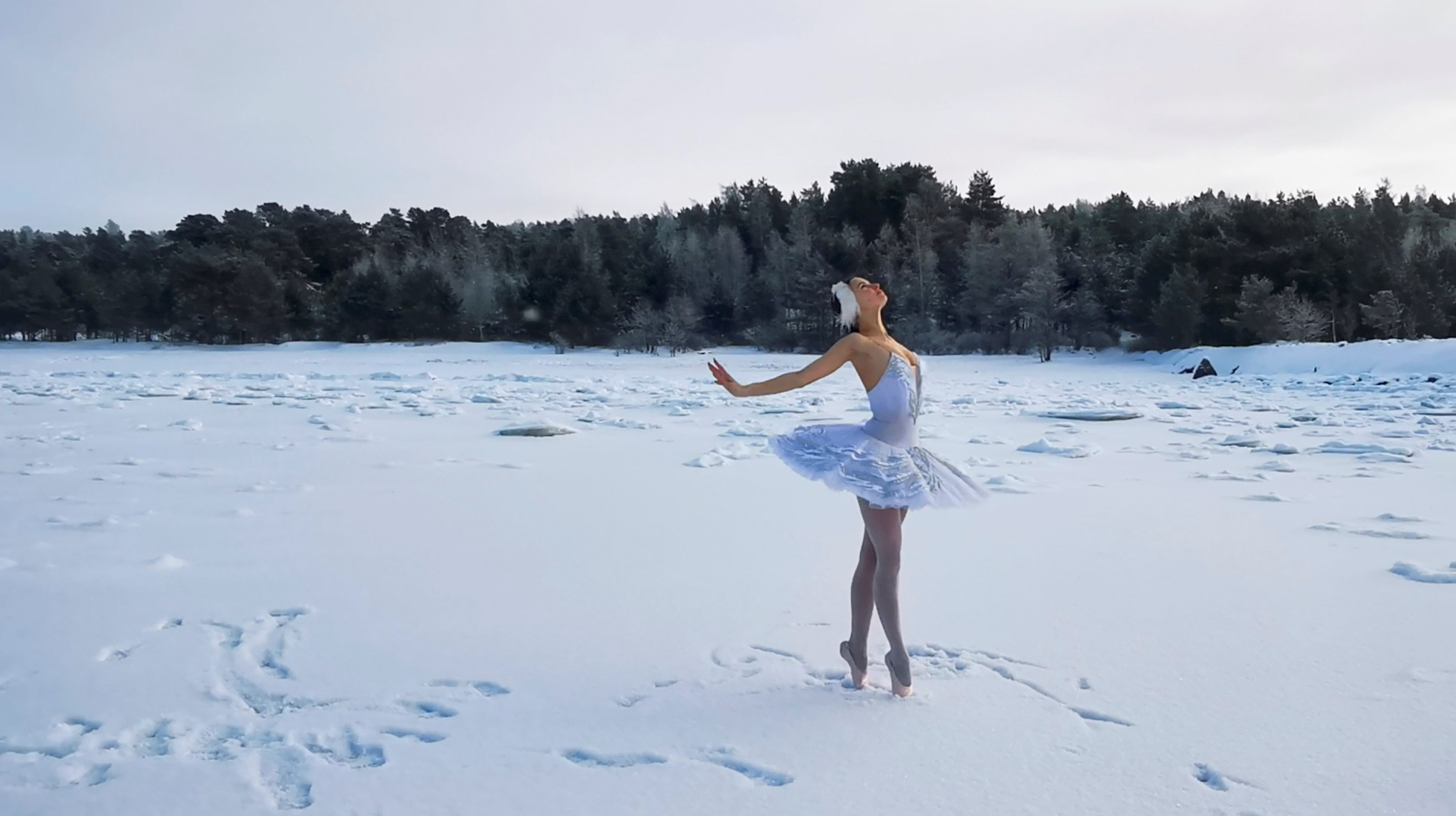 Russian ballerina performs Swan Lake on ice to save bay | Reuters
