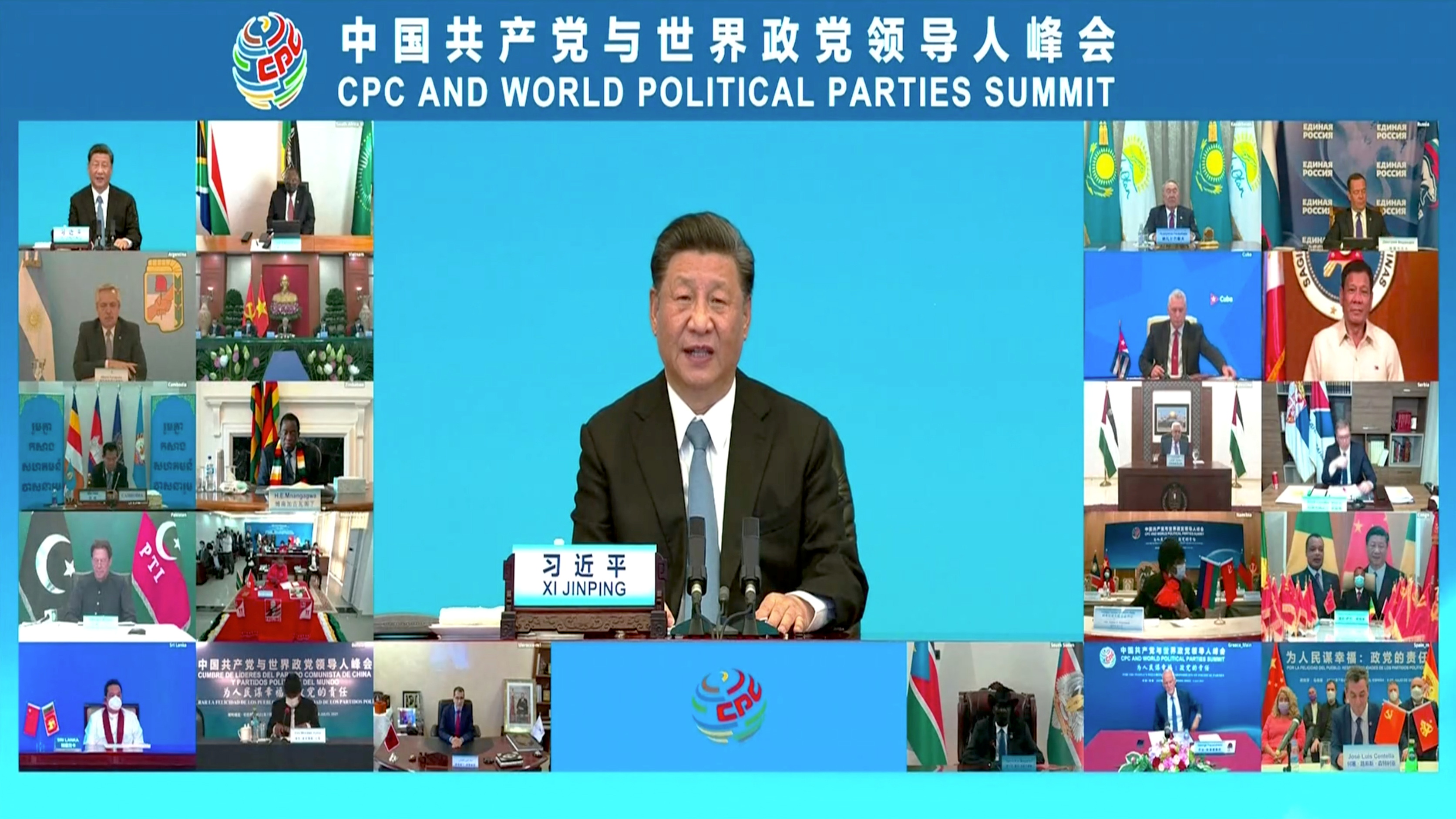 China's Xi takes dig at U.S. in speech to political parties around ...